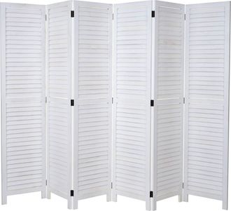 Mendler Paravent HWC-C30, Raumteiler Trennwand Sichtschutz, Shabby-Look Vintage, 170x243cm - weiß