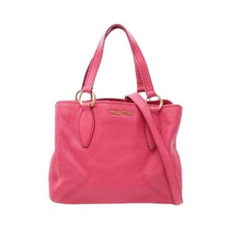 Miu Miu Pre-owned Vitello Caribu 2way handbag - Femme - Pre-owned - Rose - Taille: ONE Size