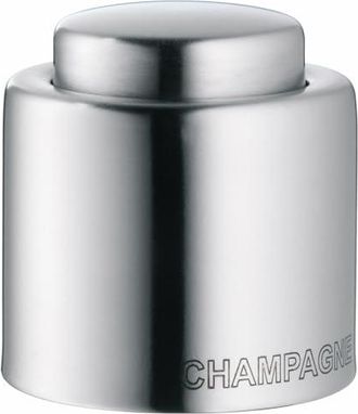 WMF Clever&More Sektverschluss mit Aufschrift 3,5 cm, Champagner Verschluss, Sektflaschenverschluss, Cromargan Edelstahl mattiert, Flaschenverschluss