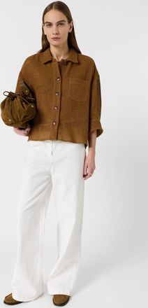 Gerard Darel Surchemise ajour&eacute;e en coton et lin - TAMIA - Caramel