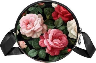 Generic Sac &agrave; bandouli&egrave;re circulaire pour femme, joli petit sac &agrave; bandouli&egrave;re avec fermeture &eacute;clair, bretelles r&eacute;glables, sac &agrave; main rond d&eacute;contract&eacute; pour fem