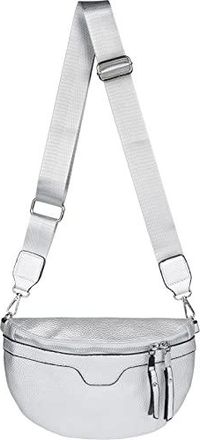 styleBREAKER Sac à bandoulière femme en forme de demi-lune, bandoulière réglable amovible, sac à main uni 02012380, couleur:Argent
