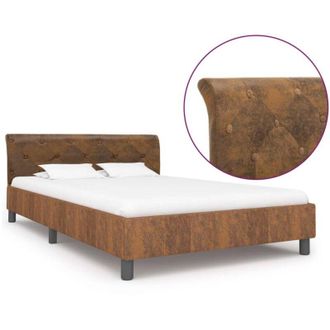 vidaXL Cadre de lit sans matelas marron similicuir daim 120x200 cm Vidaxl