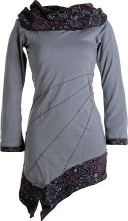 vishes Alternative Bekleidung - Asymmetrisches Kleid aus Baumwolle mit Schalkragen grau 42-44 (2XL)
