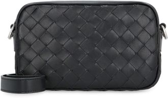 Bottega Veneta Mens Intrecciato Leather Mini Camera Bag Black Calfskin Messenger
