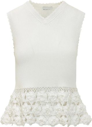 Ganni Femme, Tops, Blanc, Taille: 42 FR D&eacute;bardeur en Crochet de Coton