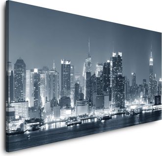 Paul Sinus Art New York Skyline 120x 60cm Panorama Leinwand Bild XXL Format Wandbilder Wohnzimmer Wohnung Deko Kunstdrucke