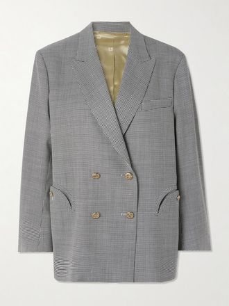 Blaz&eacute; Milano Regal Nightbreak Doppelreihiger Blazer Aus Wolle Mit Hahnentrittmuster - Grau