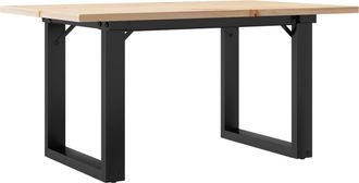 Generic Esstisch mit Naturholzplatte und Schwarzem Metallrahmen, Quadratischer Küchentisch Im Industriestil, Anwendbar für Kleine Räume, Frühstücksecken und E