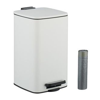 Relaxdays Poubelle de Salle de Bain, 8 litres, Seau int&eacute;rieur Amovible, avec Couvercle Pratique, Blanche