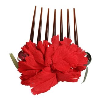 Dolce & Gabbana Femme, Accessoires, Rouge, Taille: ONE Size Silk Floral Hair Comb