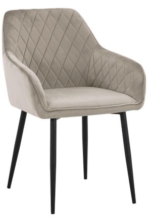 Novel Armlehnstuhl, Schwarz, Taupe, Metall, Textil, Rundrohr, 56x82.5x61.5 cm, Stoffauswahl, Esszimmer, St&uuml;hle, Esszimmerst&uuml;hle, Armlehnenst&uuml;hle