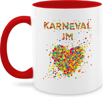 Shirtracer Tasse Tassen 325ml - & Fasching - Karneval im Herzen I Konfetti Herz - 325 ml - Rot - karnevalstasse fasching- spruch carnevale sprüche karnevals sprü