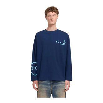 Flaneur Blossom Langarm-T-Shirt - - Tops - Herren - Blau - M