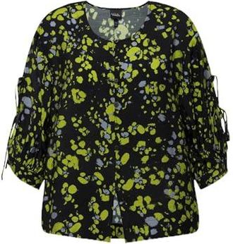 Ulla Popken Chemisier avec boutonnière et imprimé à Pois 830255 Blouse, Noir, 52/54 FR Femmes