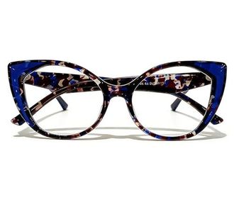 Generic Lunettes oeil de chat &agrave; motifs - Monture &agrave; imprim&eacute; l&eacute;opard rose et bleu - Lunettes tendance &eacute;l&eacute;gantes pour le quotidien - Lunettes d&eacute;coratives pour fe