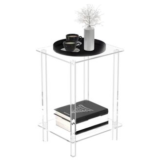 Generic Beistelltisch f&uuml;r Schlafzimmer, kompakter Schreibtisch, Acryl, moderner Seitentisch, transparente Halterung, Hotel, minimalistisch, Wohnzimmer, Apartm