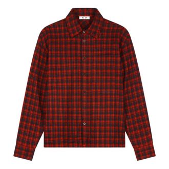Olaf Hussein Flanellhemd im Boxy Fit - - Shirts - Herren - Rot - S