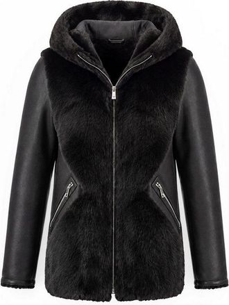 Funk since 1776 Wendejacke StylischeJacke mit Kapuze aus Leder- und Fellimitat - 2 Looks in einem