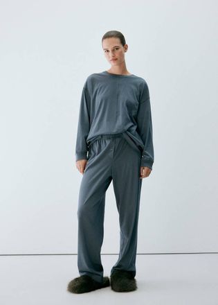 Mango T-shirt de pyjama 100 % coton bleu - Femme - S - MANGO