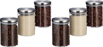 Relaxdays Vorratsglas 3er Set, je 750ml, luftdicht, Edelstahl Deckel, f&uuml;r M&uuml;sli, Reis & Tee, K&uuml;chenbeh&auml;lter, transparent (Packung mit 2)