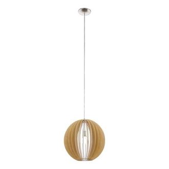Eglo Pendelleuchte Cossano, 1 flammige H&auml;ngelampe Vintage, H&auml;ngeleuchte aus Stahl und Holz in Nickel-Matt, Ahorn, Esstischlampe, Wohnzimmerlampe h&auml;ngend mi