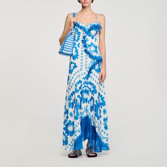 Sandro Kleid mit Print und Volants