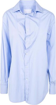 Maison Margiela Chemise en popeline drap&eacute;e - Femme - Blouses et Chemises - Bleu - Taille: 40 FR