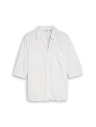 Tom Tailor Langarmbluse Blusen & Shirts Plus Size - Hemdbluse mit Leinenanteil