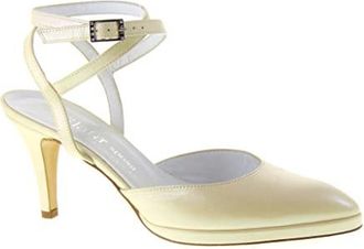 Elata S2019 Slingback Mariée Femme Cuir Stratifié Ivoire Talon Escarpins 8cm Semelle Cuir, ivoire (ral 1013), 38.5 EU