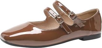 Minetom Femmes Filles Mary Jane Élégant Fête Soirée Ballerines Confortable Simili Cuir Chaussures Plates avec Boucle A Marron 43 EU