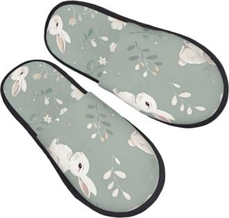 Generic Lapin Fleur Femme Homme Chaussures De Maison Peluche Slippers Respirantes Pantoufles Pour Automne Ext&eacute;rieur Int&eacute;rieur M