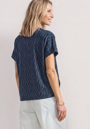 Street One Kurzarmshirt Sommershirt mit Glitzer und grafischem Muster