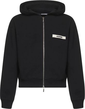 Jacquemus Homme, Sweatshirts et sweats à capuche, Noir, Taille: L Le Sweat à capuche Zip Gros Grain