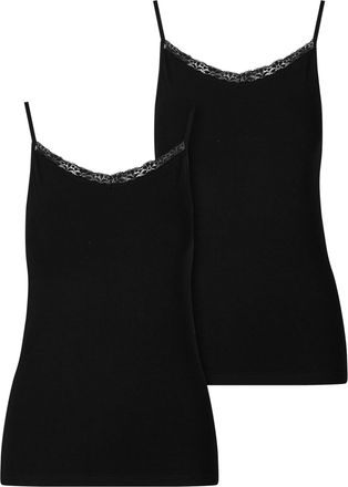 Urban Classics Damen Unterhemd Basic Tank Top Cotton Lace 2-Pack, Basic Tr&auml;gertop aus Baumwolle mit Spitze, Spaghettitr&auml;ger, Gr&ouml;&szlig;en XS - XL