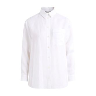 Max Mara Femme, Blouses et Chemises, Blanc, Taille: 36 FR Filo Woven Linen Shirt