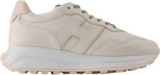 Hogan Femme, Chaussures, Blanc, Taille: 35 EU Baskets en Cuir Blanc - Bout Rond