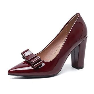 Generic Escarpins &agrave; bout pointu pour femme - Couleur unie - Style d&eacute;contract&eacute; et polyvalent - Pour f&ecirc;te de bureau, rouge vin, 40.5 EU