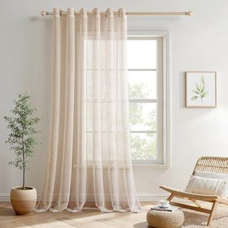 Miulee 1 Panneaux Couleur Pure Rideaux De Fen&ecirc;tre Transparents Lisse &Eacute;l&eacute;gant Panneaux Voile De Fen&ecirc;tre Draperies Traitement pour Chambre Salon Rideaux &agrave; Oeil