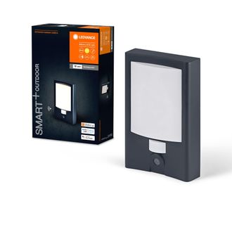 Ledvance SMART+ Outdoor Wandleuchte + Hausnummer & Kamera, warmwei&szlig;es Licht (3000K), hochwertiges Polycarbonatgeh&auml;use in dunkelgrau, integrierter Lautsprecher,