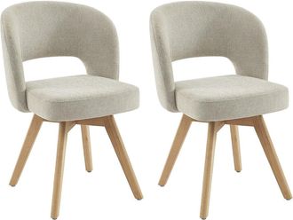 Vente-Unique Set aus 2 drehbaren St&uuml;hlen aus Stoff & Eichenholz - Creme - GUSTAVY
