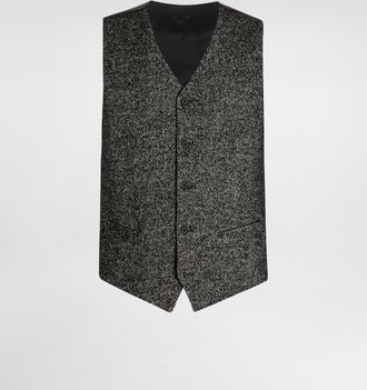 Dolce & Gabbana Wool Chevron Single-breasted Vest - Mann Anzüge Und Blazer Multicolor 52