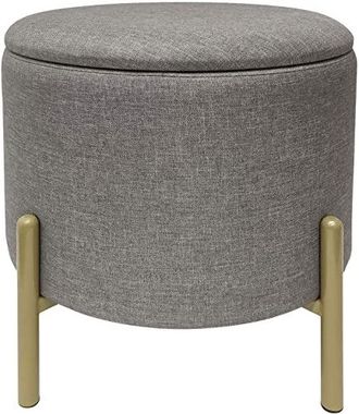 Echtwerk Pouf Logan, avec Espace de Rangement, Couvercle Amovible, Coffre de Rangement Rond, avec Pieds en Bois, adapt&eacute; &agrave; la Chambre &agrave; Coucher et au Salon, 40 