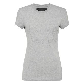Philipp Plein Femme, Tops, Gris, Taille: 38 FR T-Shirt Col Rond