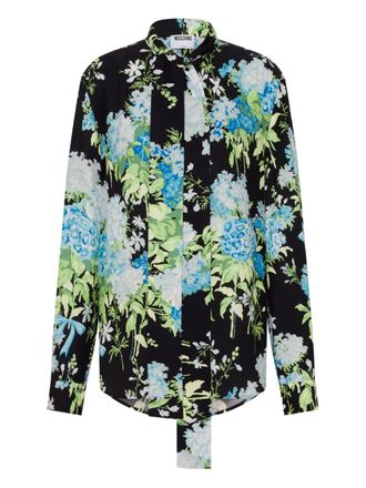 Moschino Seidenhemd mit Print - Schwarz