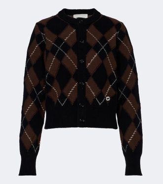Ami Cardigan en laine vierge &agrave; motif argyle