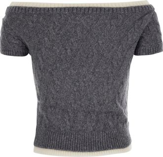 Shushu/Tong Merino Wool Boat Neck Sweater - Gray