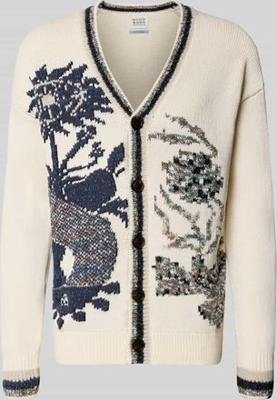 Scotch & Soda Regular Fit Strickjacke mit V-Ausschnitt Modell INTARSIA