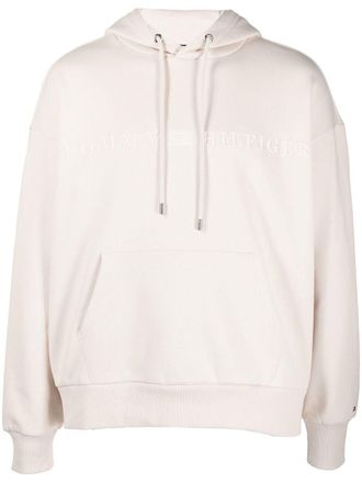 Tommy Hilfiger Hoodie mit Logo-Prägung - Nude