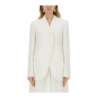 Sportmax Blazer en lin m&eacute;lang&eacute; - Femme - Vestes - Blanc - Taille: 38 FR